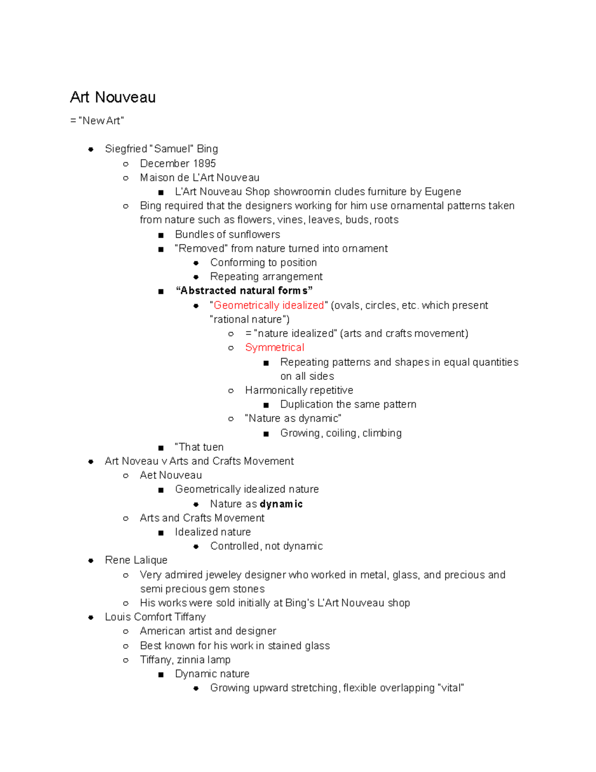 Art Nouveau - which present “rational nature”) = “nature idealized ...