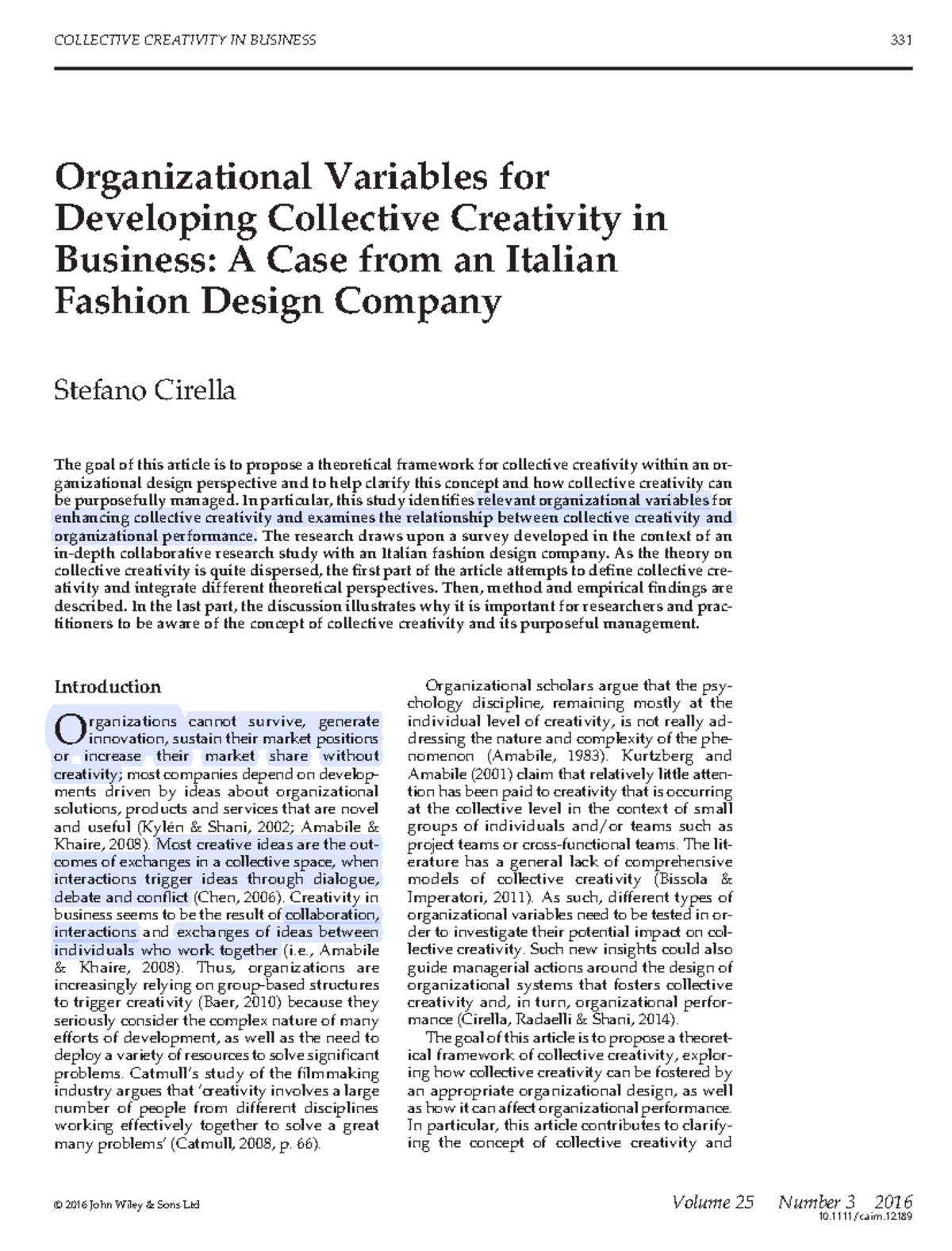 Cirella (Business) - yes - Organizational Variables for Developing ...