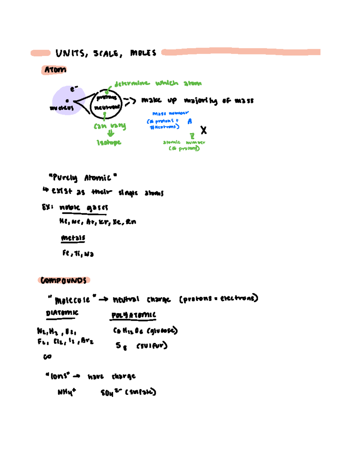 2 Lecture Units, Scale, and the Mole - UNITS SCALE MOLES ATOM mine ...