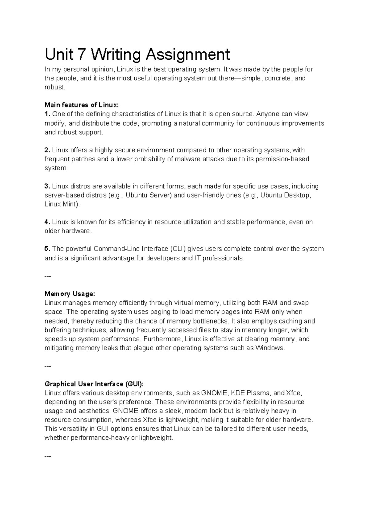 Written Assignment Unit 7 OS - Unit 7 Writing Assignment In my personal ...