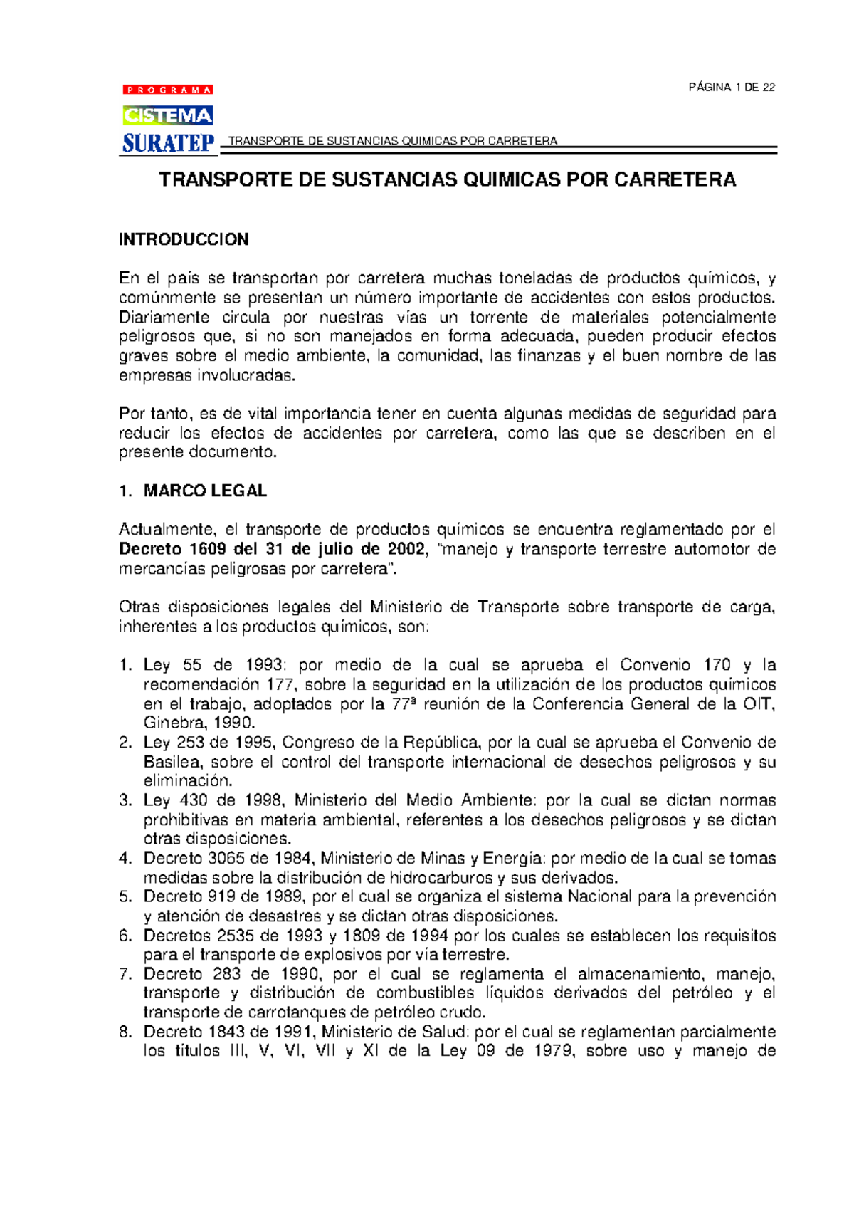 Transporte quimico - Quimica lo - TRANSPORTE DE SUSTANCIAS QUIMICAS POR CARRETERA TRANSPORTE DE ...