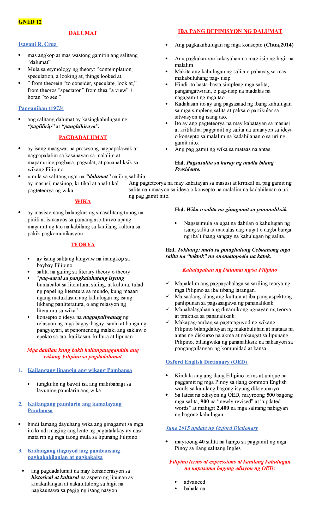 Midterm - Reviewer - GNED 12 DALUMAT Isagani R. Cruz mas angkop at mas ...