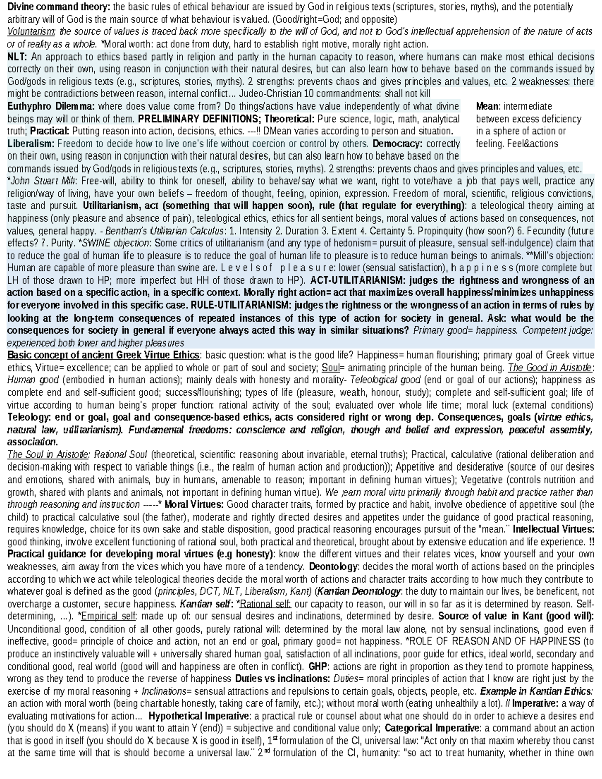 Test notes - Divine command theory: the basic rules of ethical ...