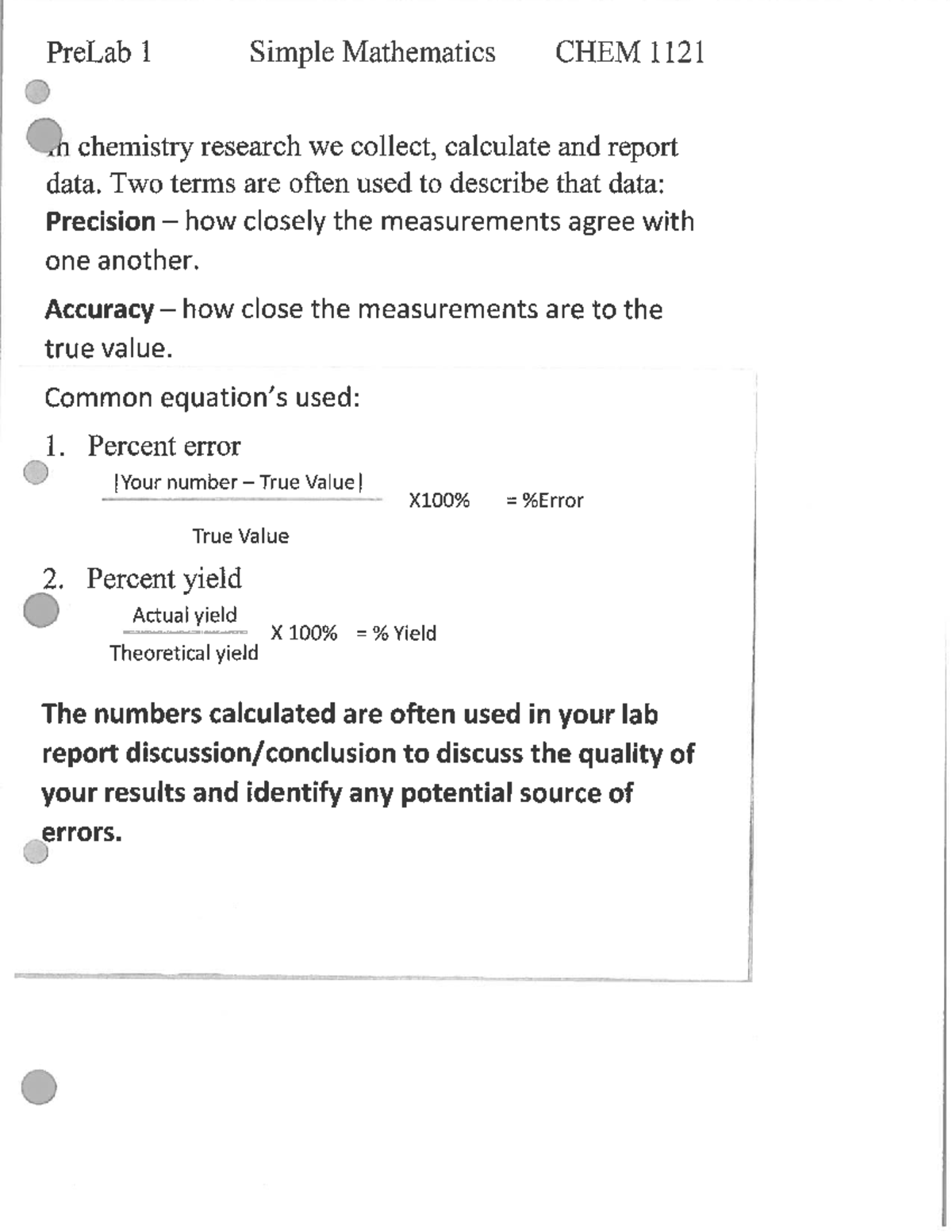 Exp 1 Chap Math Background-1-2 - CHEM 1121 - Studocu