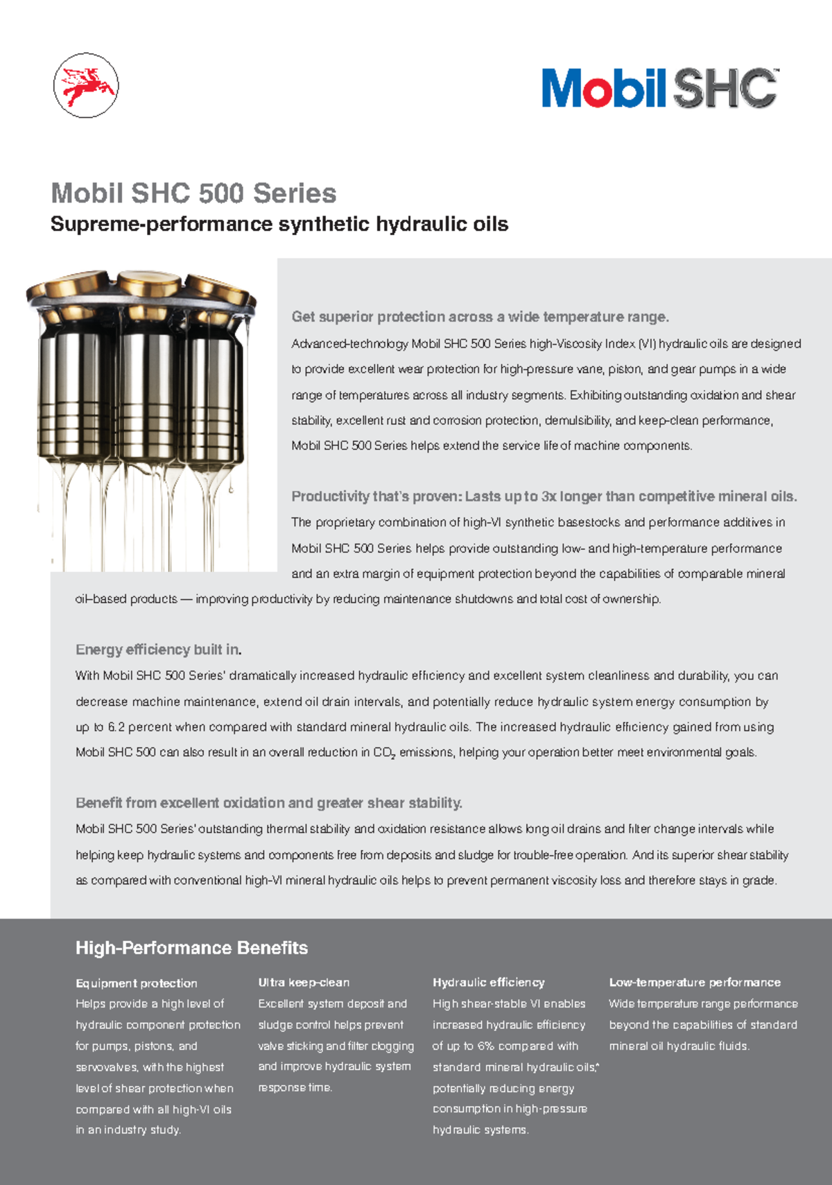 Aceite Mobil SHC - Mobil SHC 500 Series Supreme-performance synthetic ...