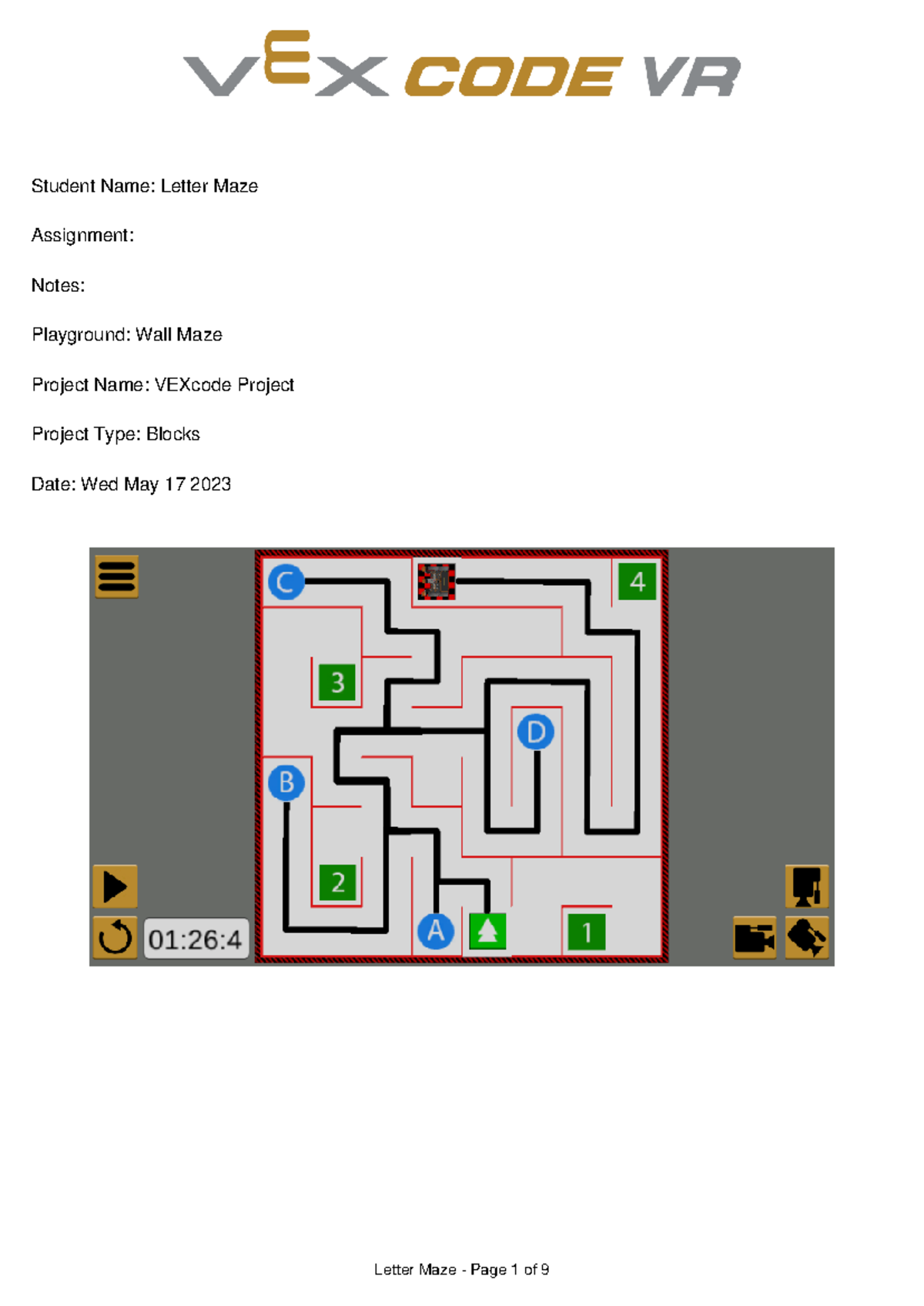 Letter Maze - meow - Student Name: Letter Maze Assignment: Notes ...