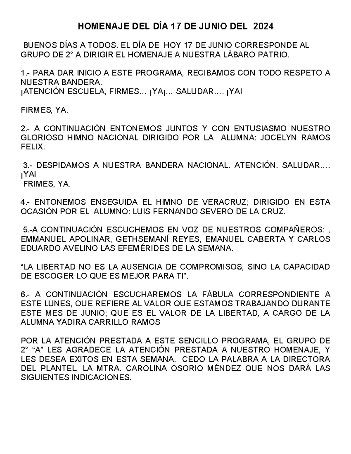 Homenaje DEL DÍA 3 DE Junio DEL - HOMENAJE DEL DÍA 17 DE JUNIO DEL 2024 BUENOS DÍAS A TODOS. EL ...