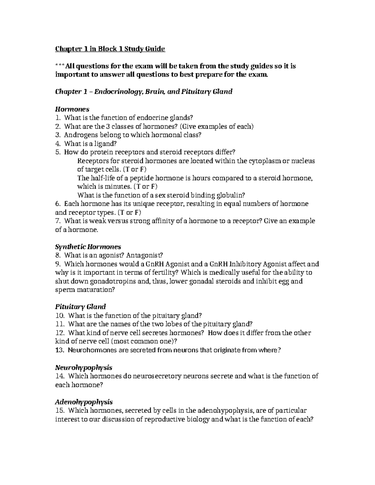 HUB206 - Chapter 1 Study Guide - Chapter 1 in Block 1 Study Guide ***All questions for the exam ...