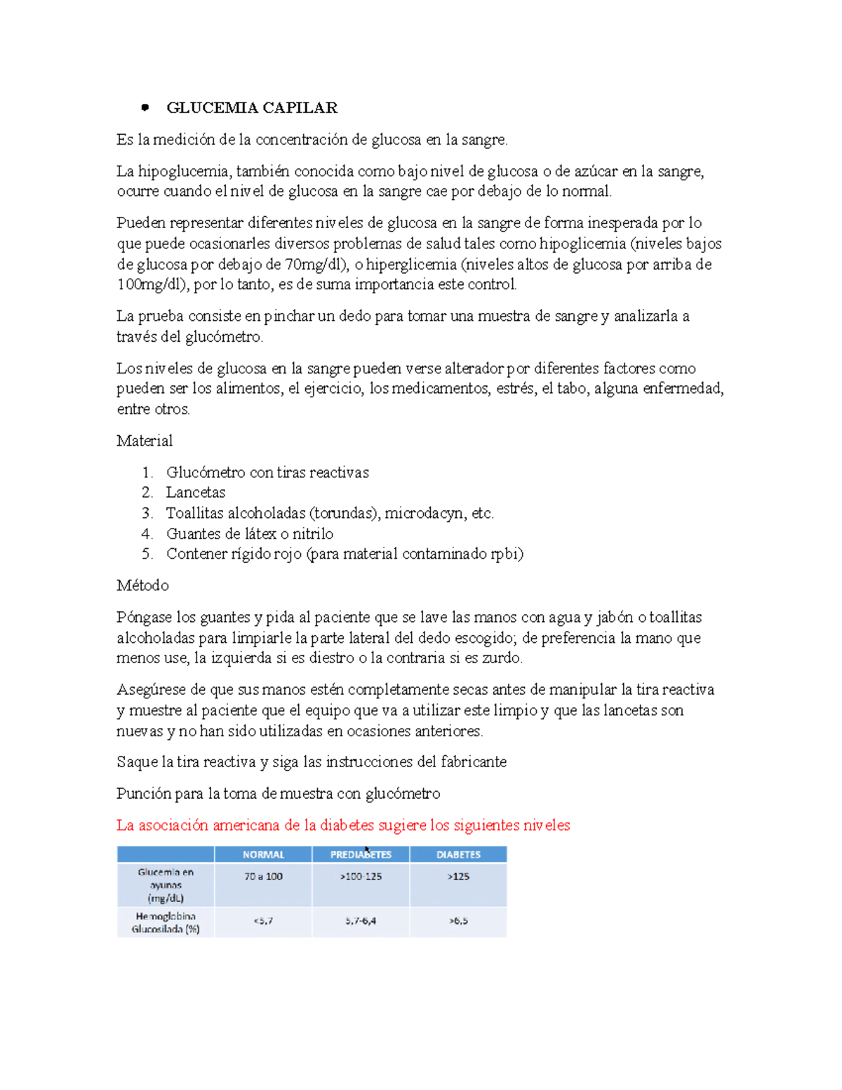 Glucemia Capilar - GLUCEMIA CAPILAR Es la medición de la concentración ...