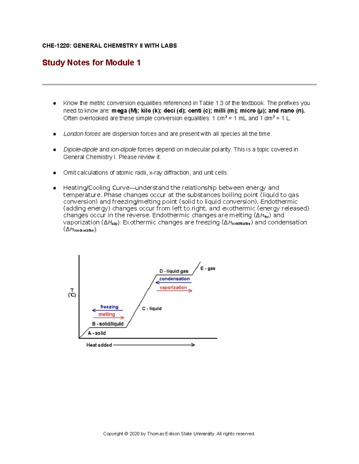 Study notes 01 CHE-1220-nov20 - CHE-1220: GENERAL CHEMISTRY II WITH ...