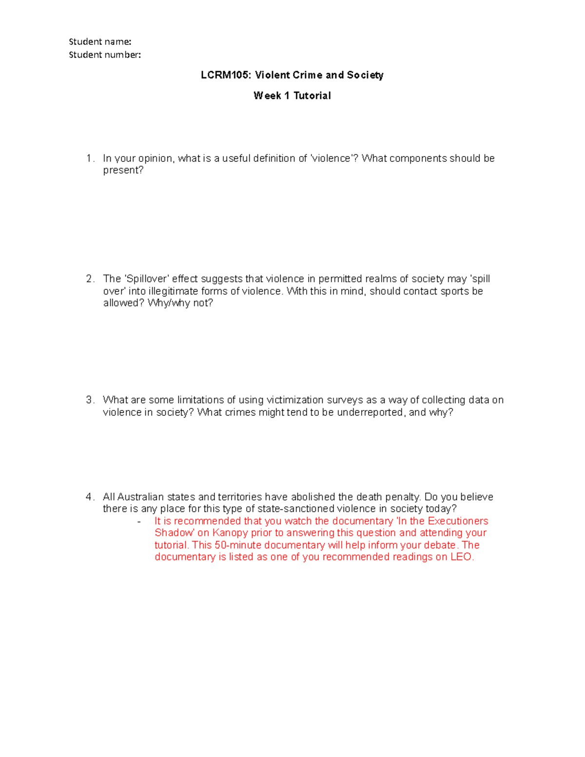 Week 1 tutorial worksheet-2 - Student name: Student number: LCRM105 ...
