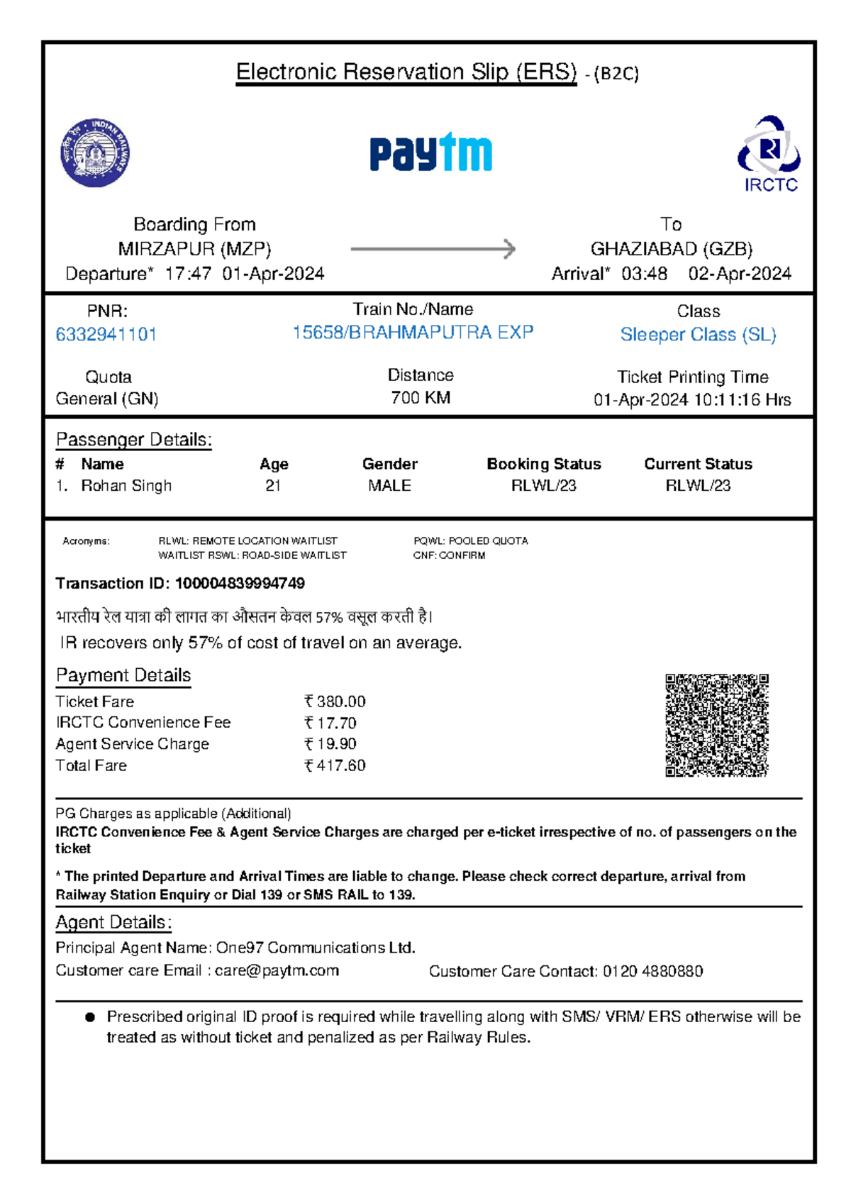 Document 1711946475228 - Electronic Reservation Slip (ERS) Boarding ...