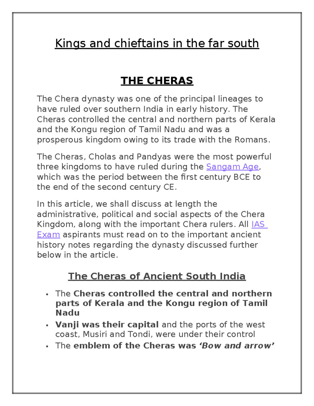 DSC 1 Chola Chera Pandya - Kings and chieftains in the far south THE ...