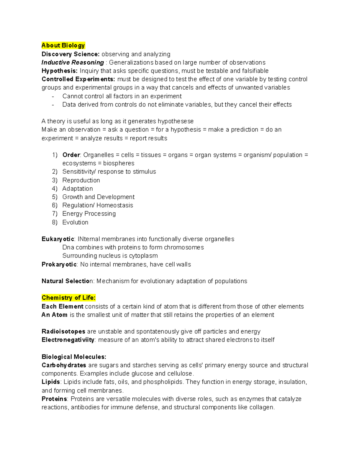 Notes - Google Docs - About Biology Discovery Science: observing and ...