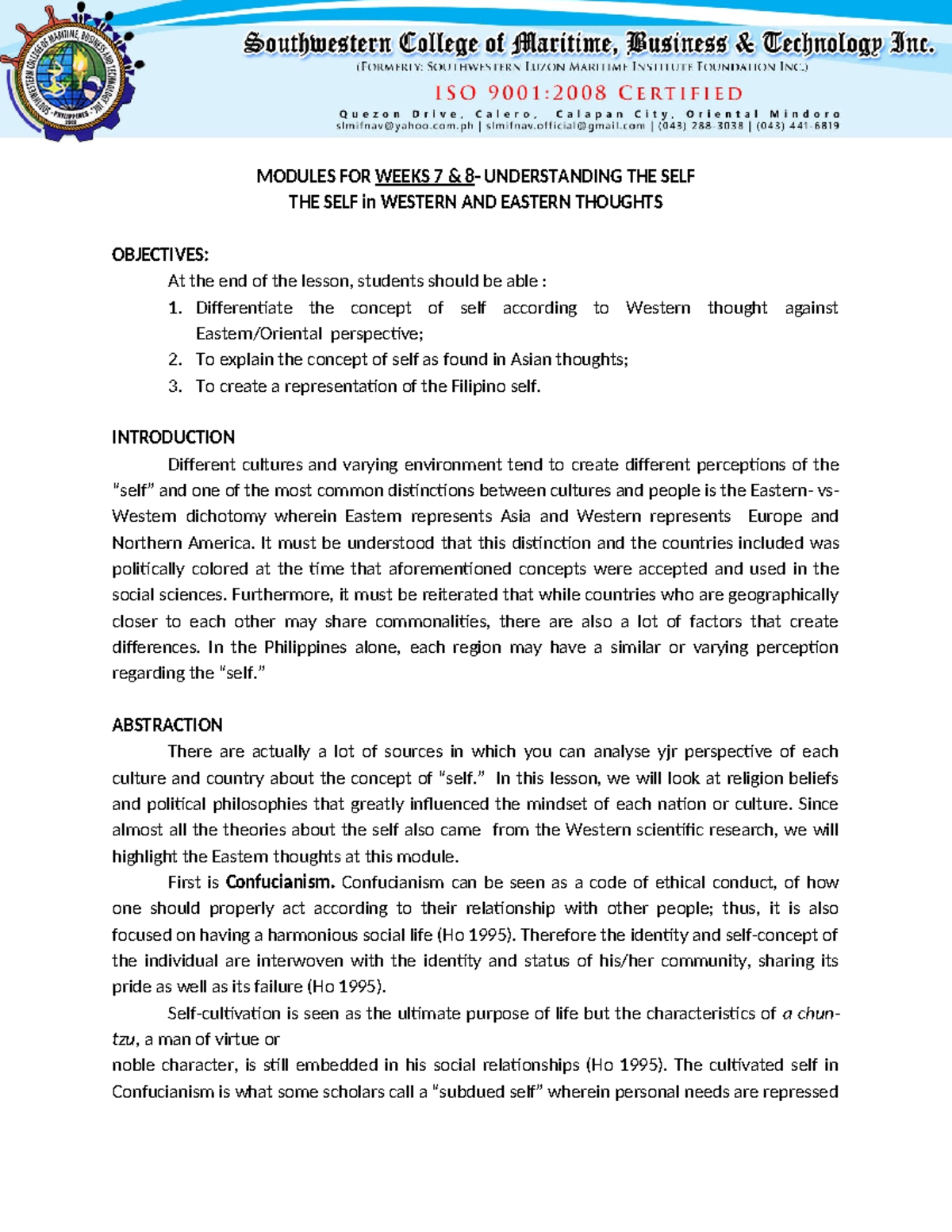 Understanding THE SELF - Module 9 -11 ( Midterm period) (1) - MODULES ...