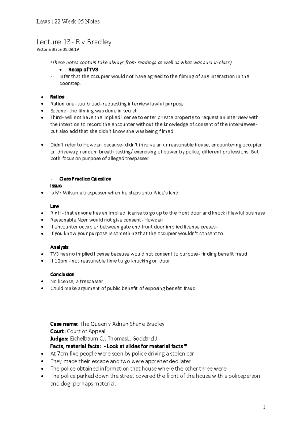 Week 05 Notetaker Notes- Warning: TT: undefined function: 32 Lecture 13 ...