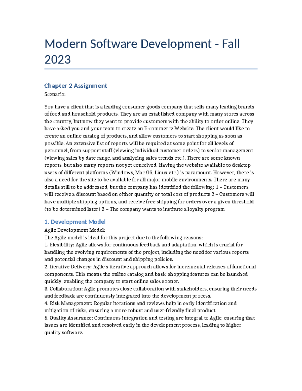 Modern Software Development Chapter 2 Assignment - Modern Software ...