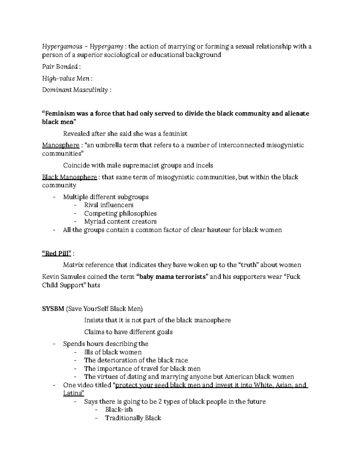 Discussion #1 Black Manosphere - Hypergamous – Hypergamy : the action ...