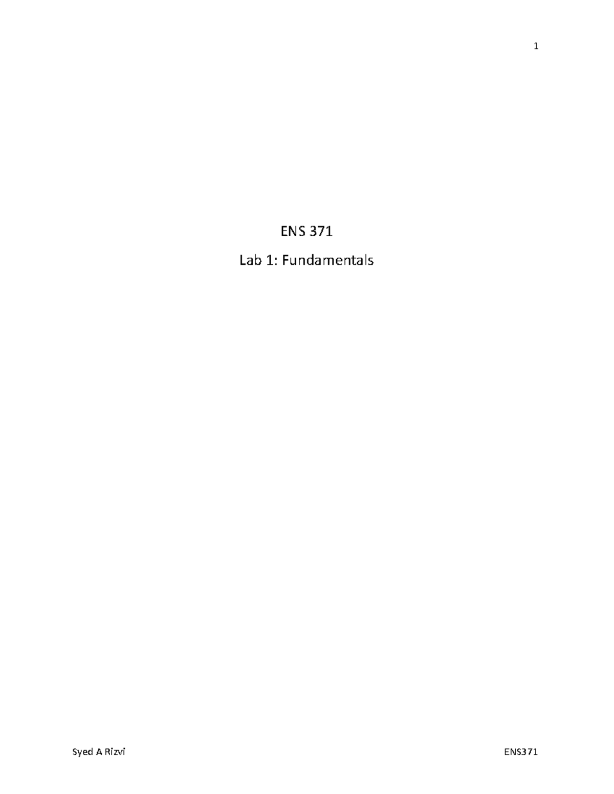 LAB.1 ENS371 - ENS 371 LAB2 - ENS 371 Lab 1: Fundamentals Laboratory ...