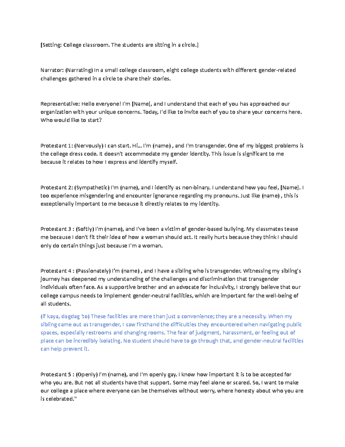 Script - [Setting: College classroom. The students are sitting in a ...