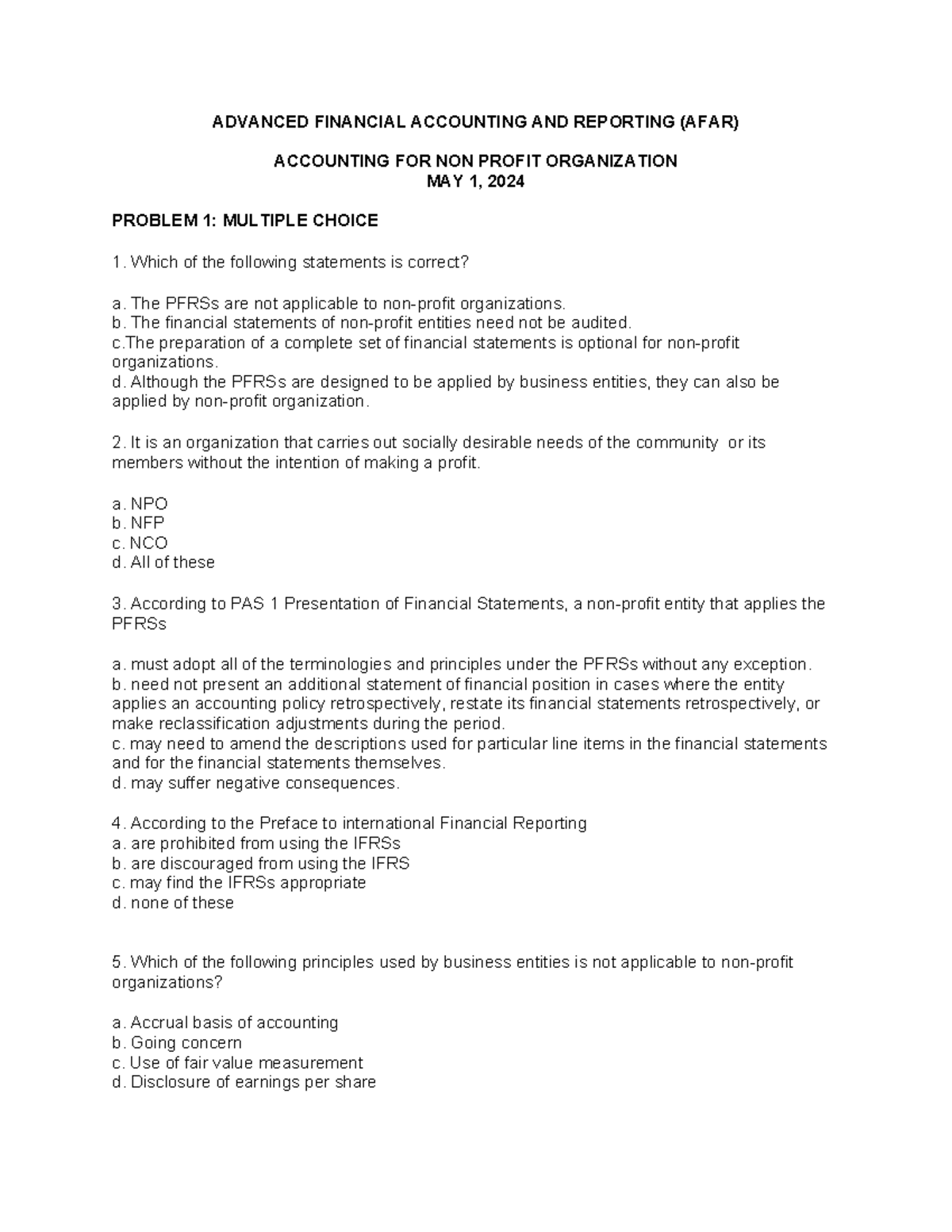 AFAR - NGO - EXAMPLES - ADVANCED FINANCIAL ACCOUNTING AND REPORTING ...