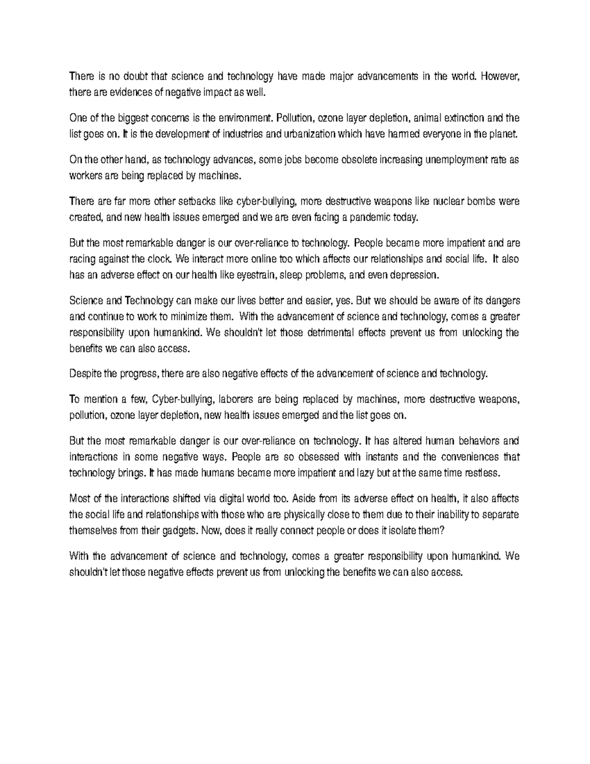 Science Technology and Society quiz number 3 - There is no doubt that ...