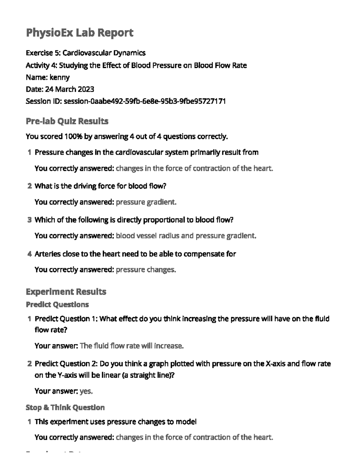 Physioex ex 5 act 4 - PhysioEx Lab Report Exercise 5: Cardiovascular ...