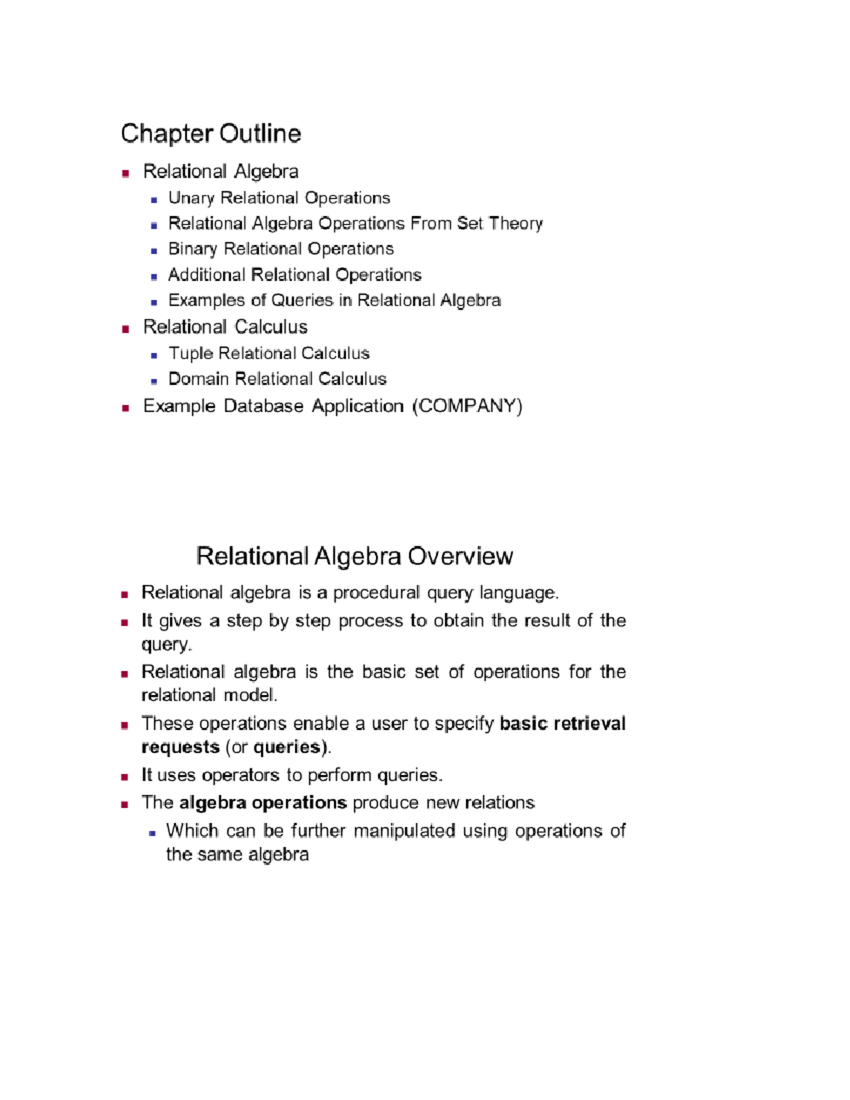 Unit-2-Relational-Algebra - Database Management Systems - Studocu