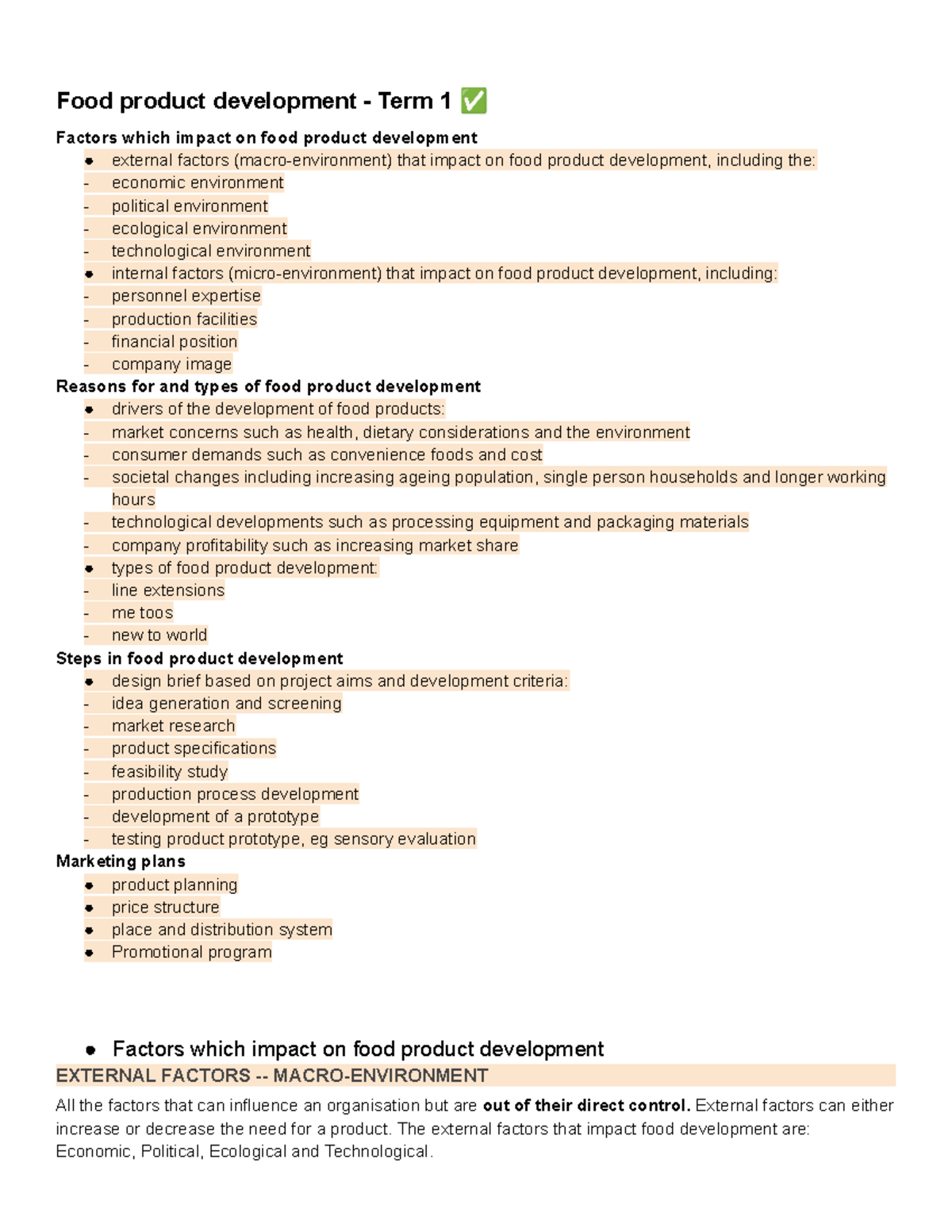 Food Product Devolpment - Food Tech - Food product development - Term 1 ...