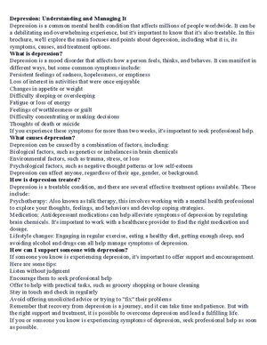 Understanding Depression - It can impact a person's daily life ...