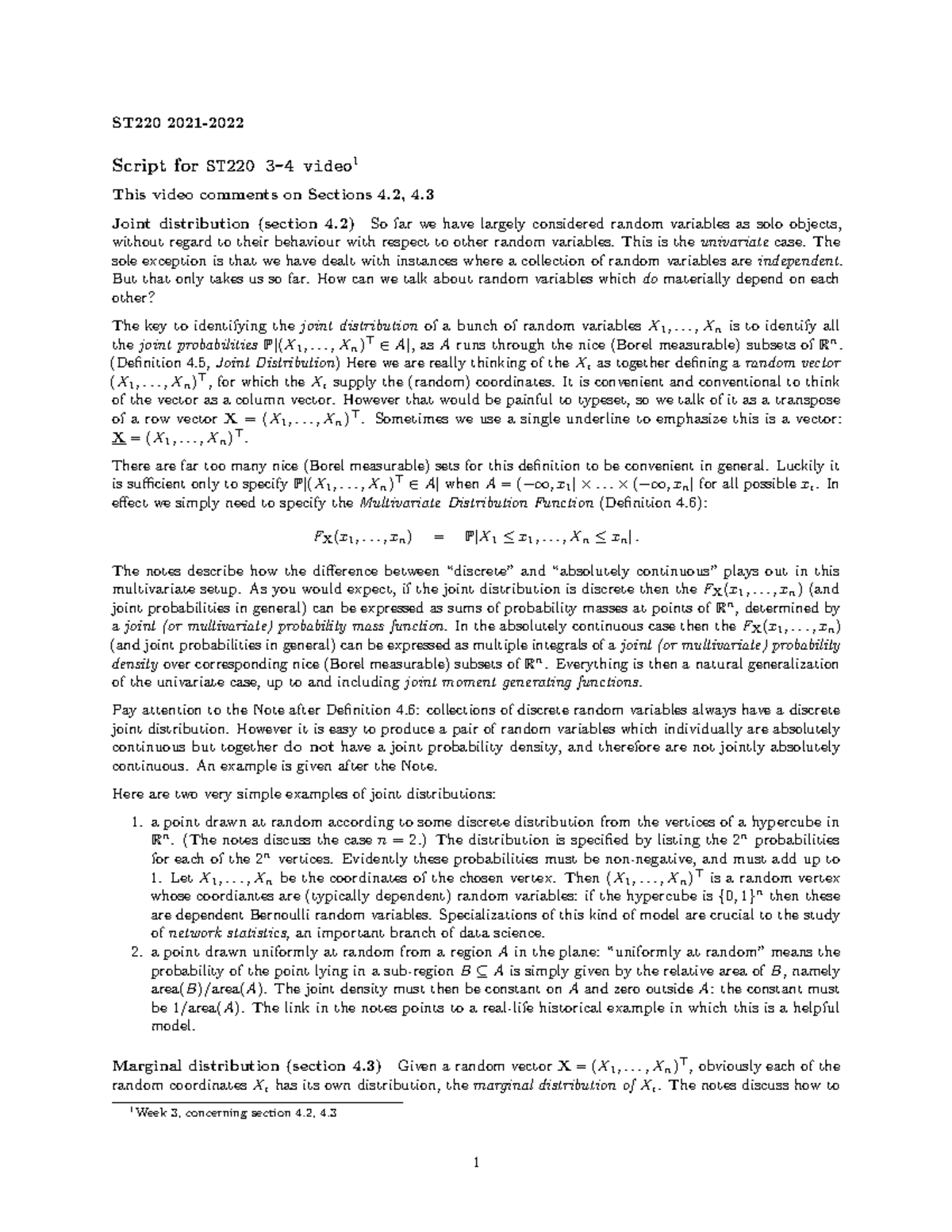 ST220 3 4 Video script - ST220 2021- Script for ST220 3-4 video 1 This ...