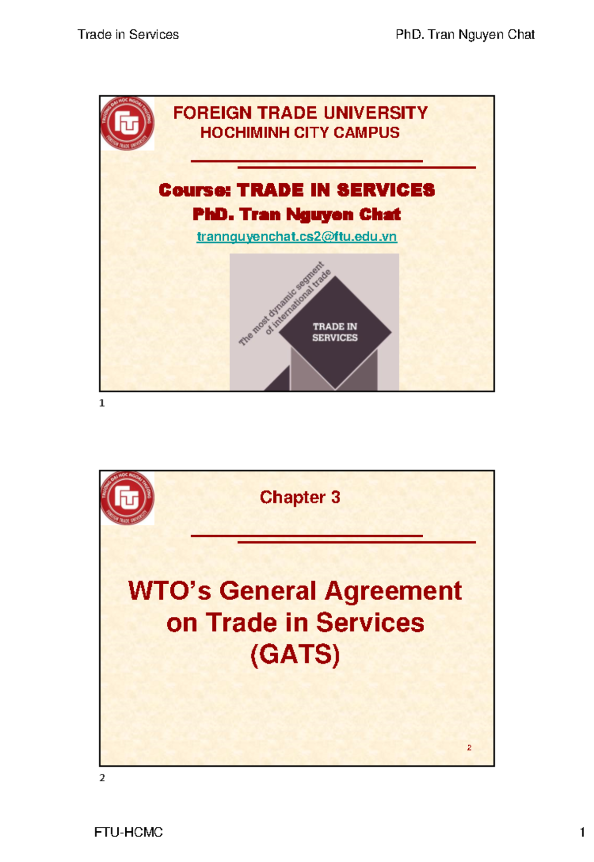 TIS - Chapter 3 - GATS - preclass handouts - FOREIGN TRADE UNIVERSITY ...