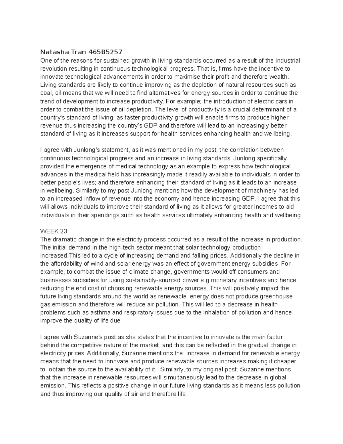 Econ discussion for the whole term 2021 - Natasha Tran 46585257 One of ...