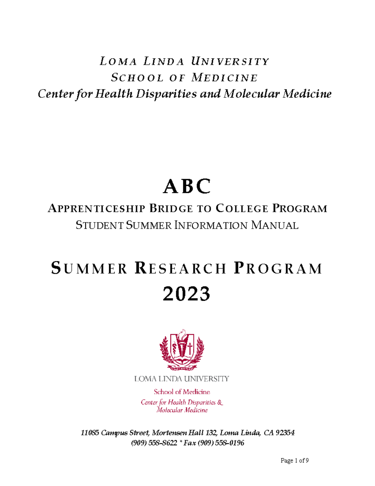 ABC-Manual 2023 - Meow - L O M A L I N D A U N I V E R S I T Y S C H O ...