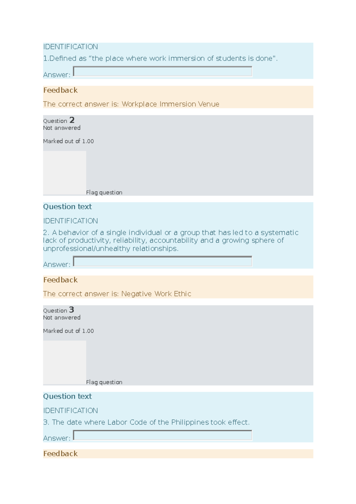 Work Immersion 2300 WEEK 1 10 - IDENTIFICATION 1 as “the place where ...