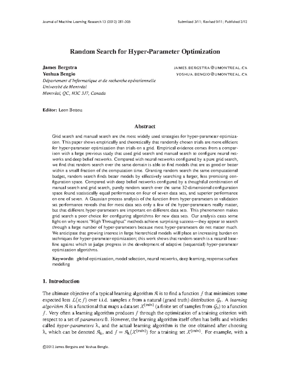 Practical Random Search For Hyper Parameter Optimization Journal Of Machine Learning