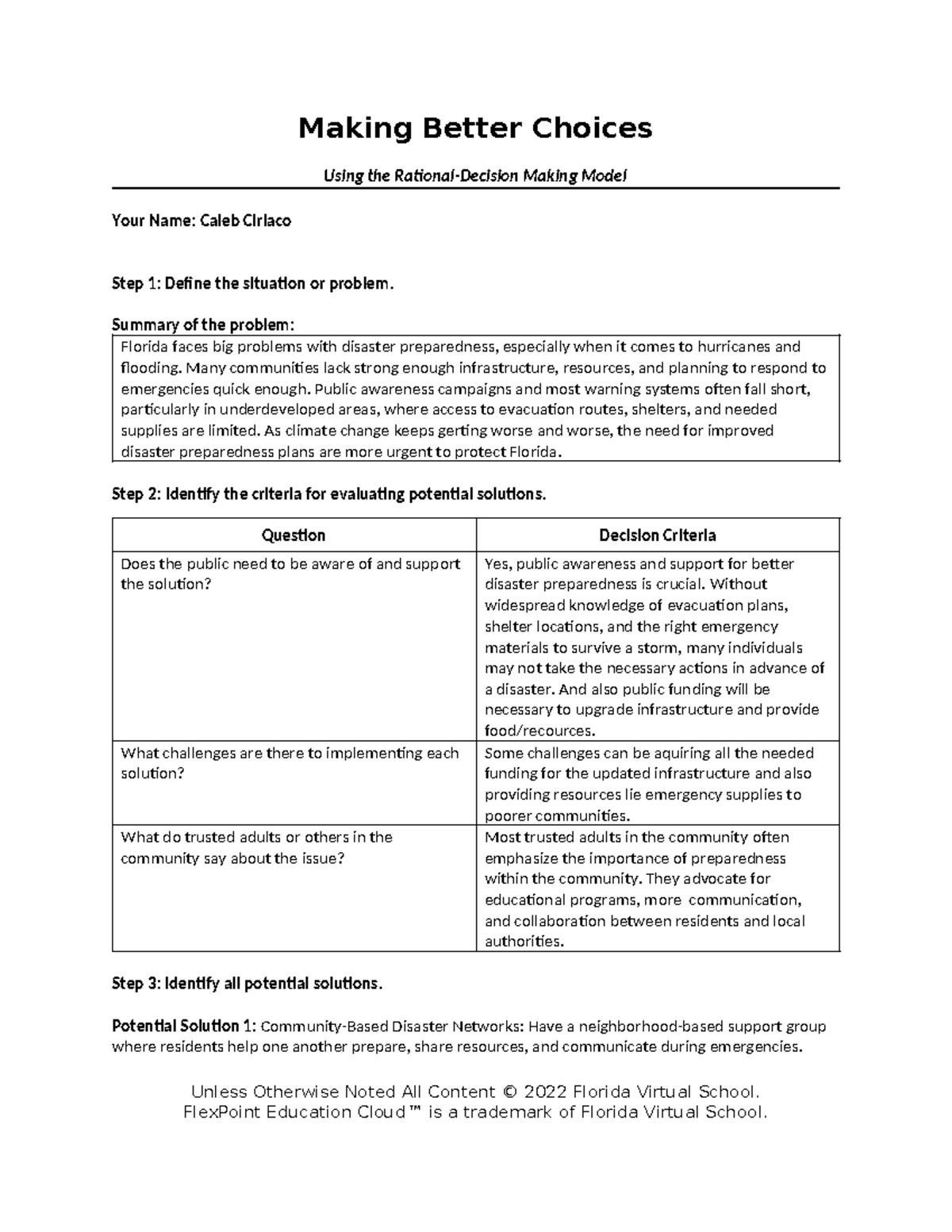 Making better choices assignment template - Making Better Choices Using ...