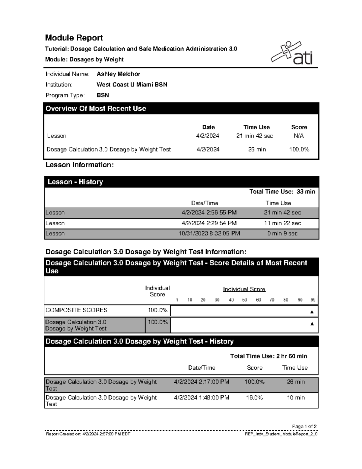 Dosage by weight peds ati - Module Report Tutorial: Dosage Calculation ...