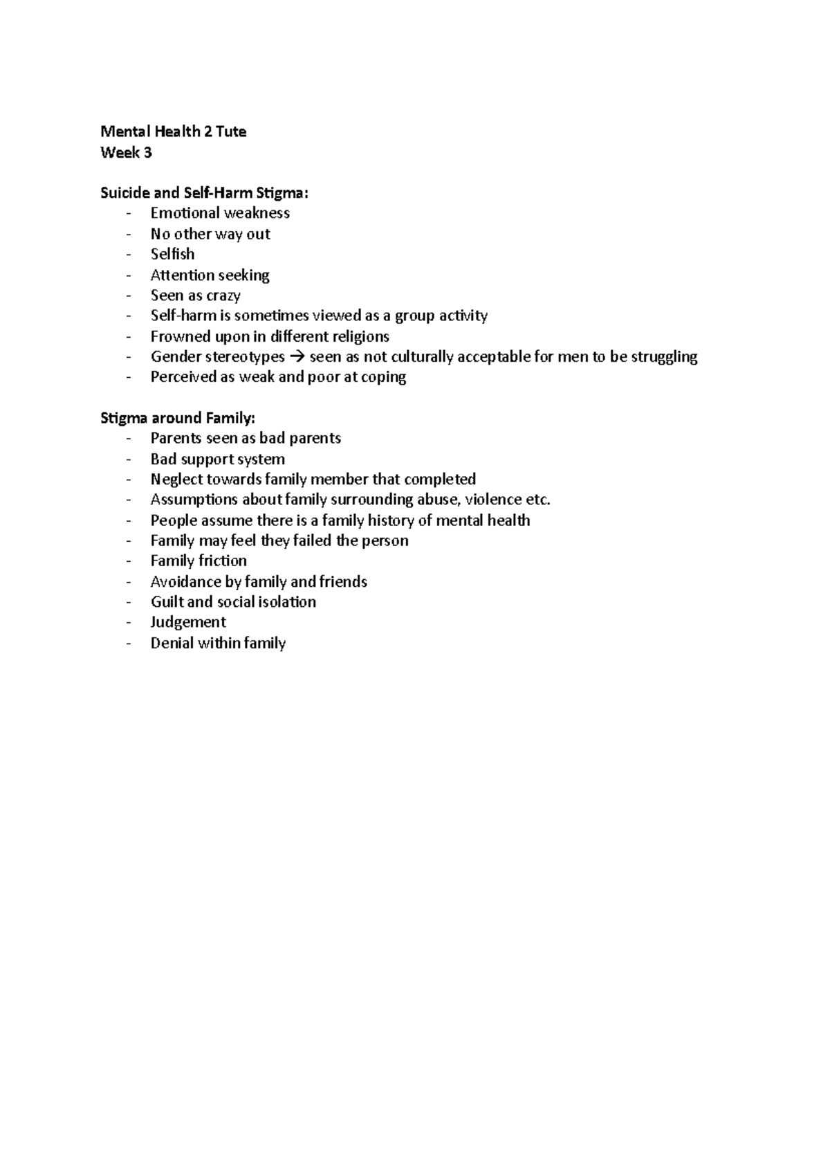 Mental Health 2 Tute WEEK 3 - Mental Health 2 Tute Week 3 Suicide and ...