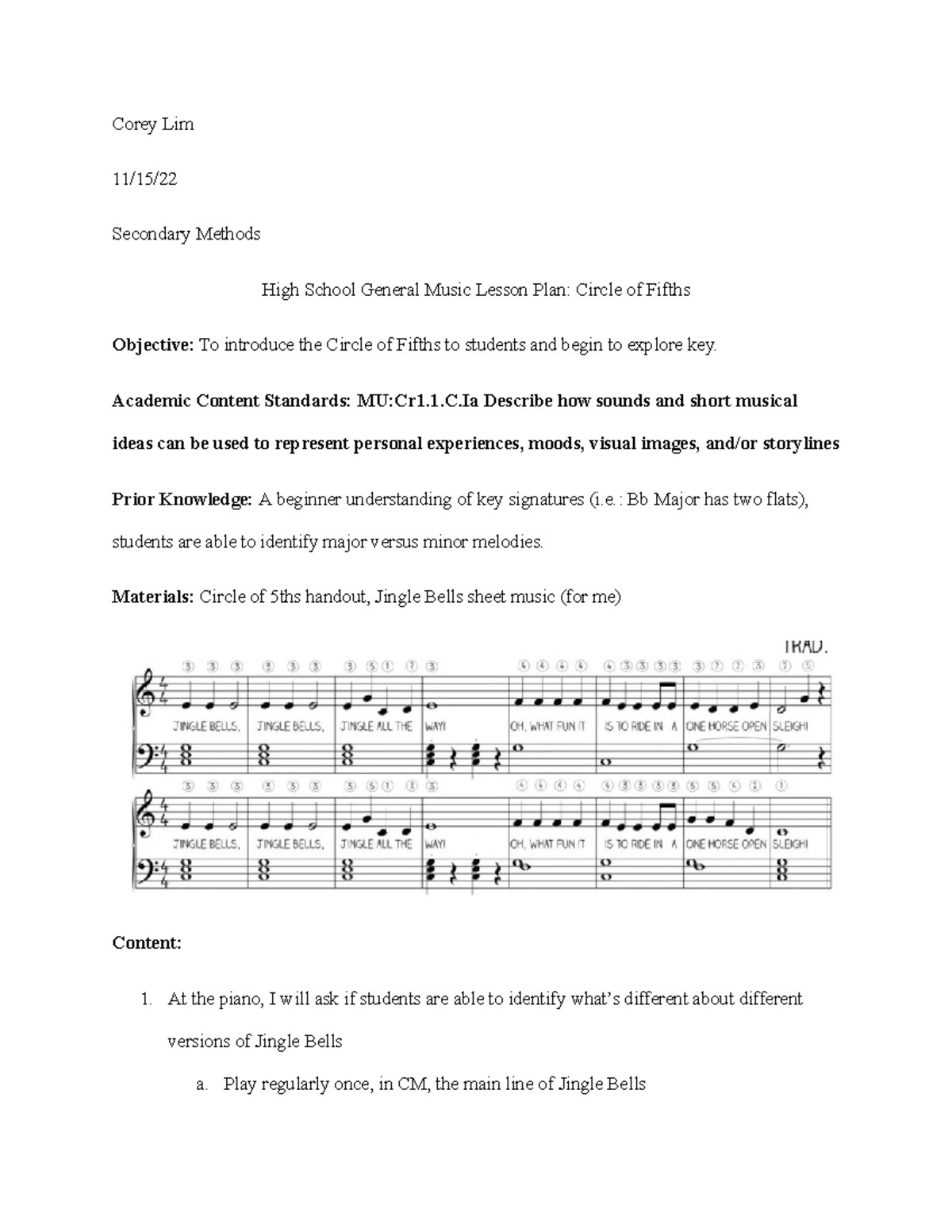 Secondary methods general hs plan - Corey Lim 11/15/ Secondary Methods ...