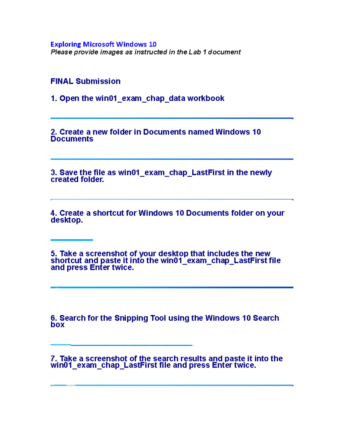 Win01 exam chap Thompson Chyra - Exploring Microsoft Windows 10 Please ...