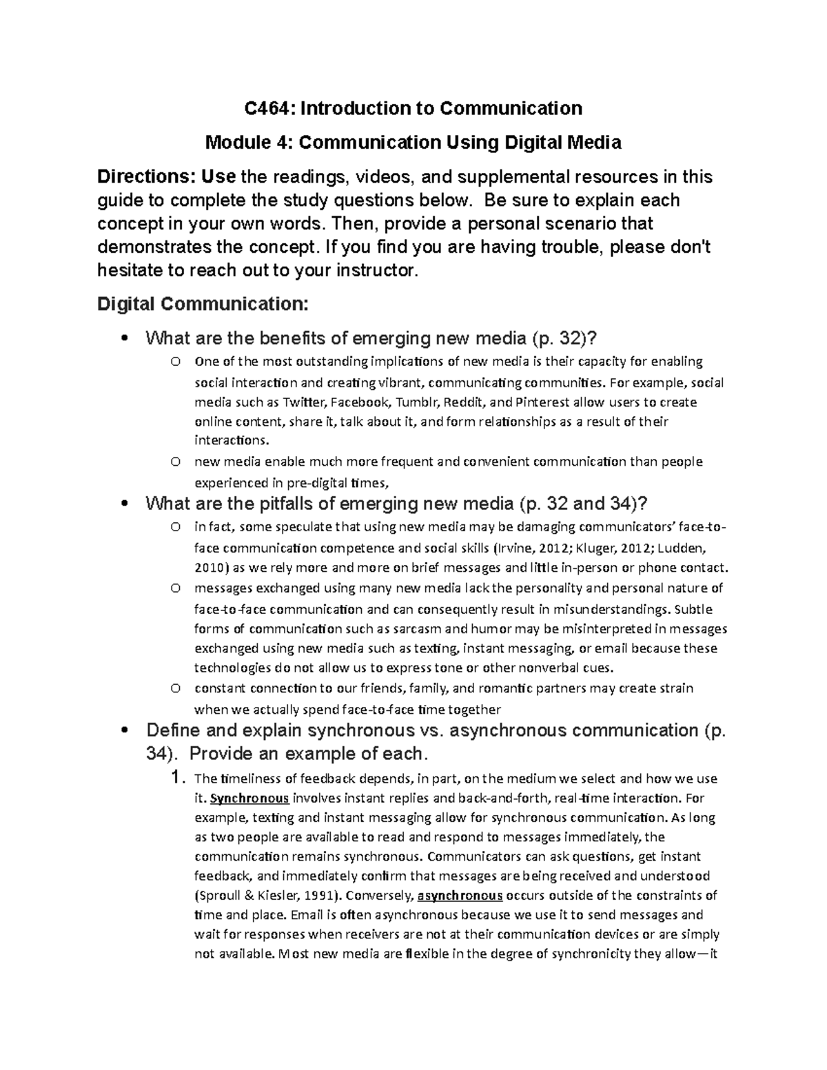 C464 Module 4 Notebook - C464: Introduction to Communication Module 4 ...