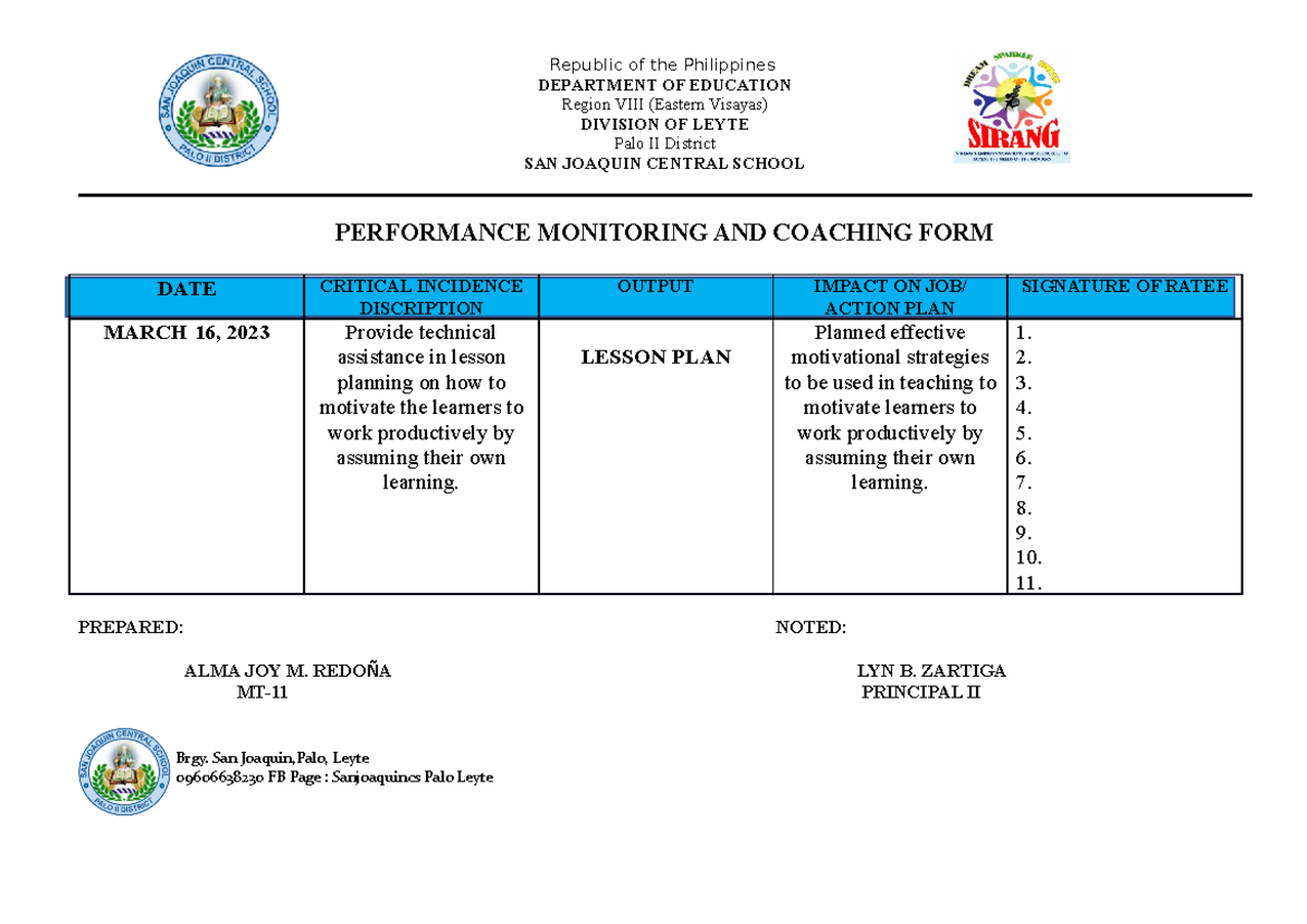 1.Performance Monitoring and Coaching - Copy - DEPARTMENT OF EDUCATION ...