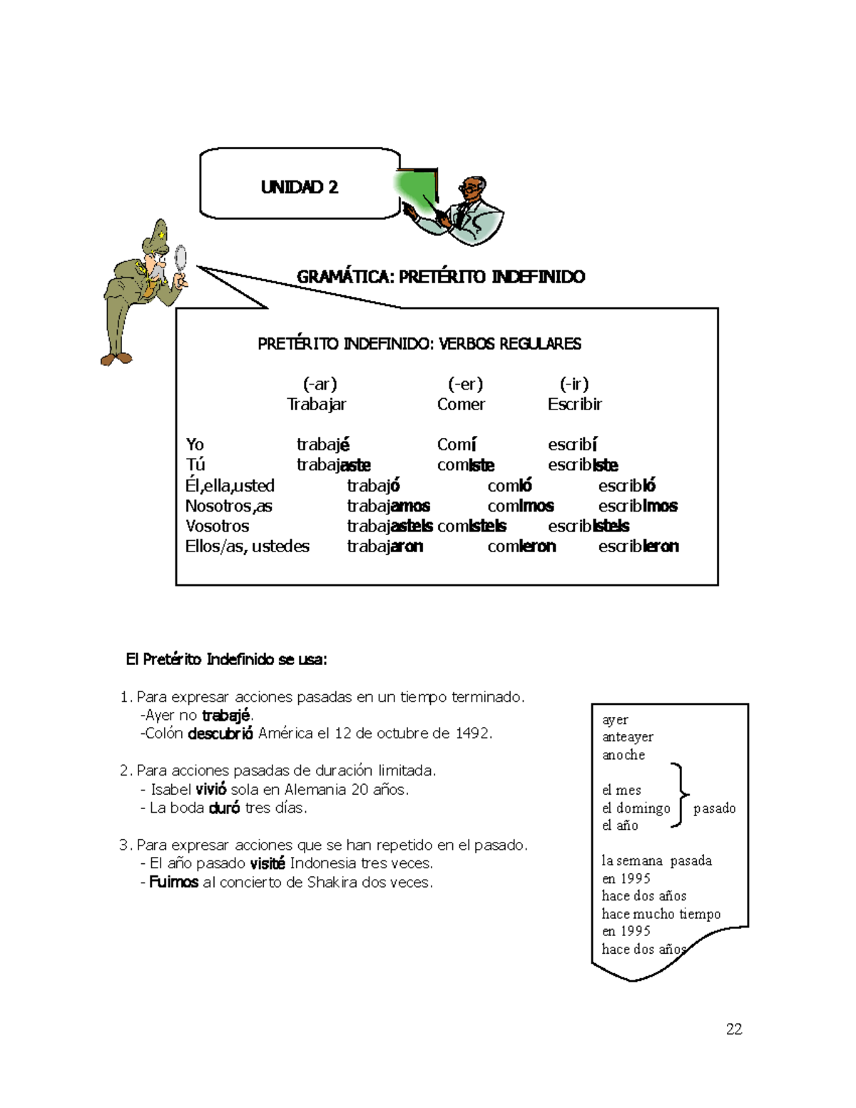 spainish practice sheet - GRAMÁTICA: PRETÉRITO INDEFINIDO El Pretérito ...