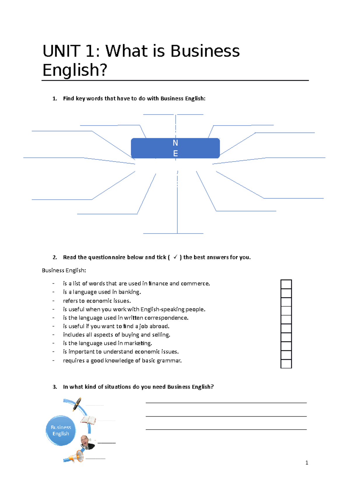 UNIT 1 What is Business English 2019-2020 - UNIT 1: What is Business ...