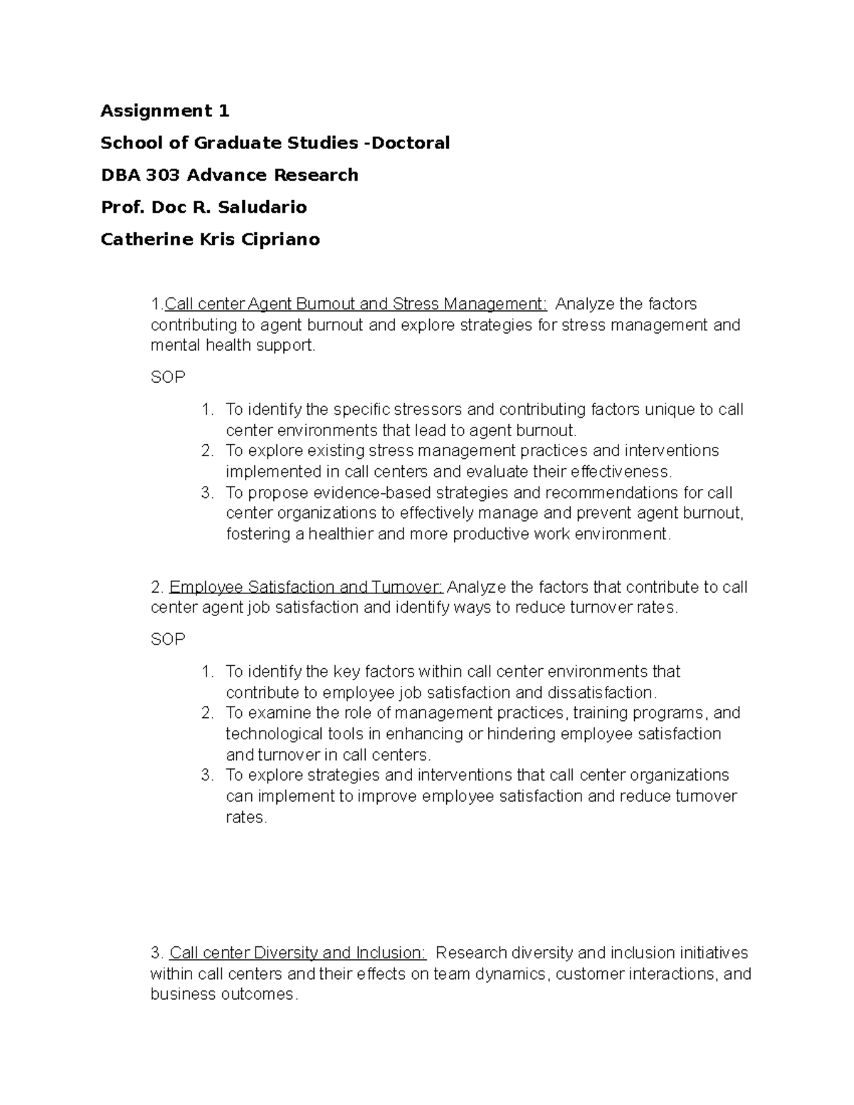 Assignment Research Topic - Assignment 1 School of Graduate Studies ...