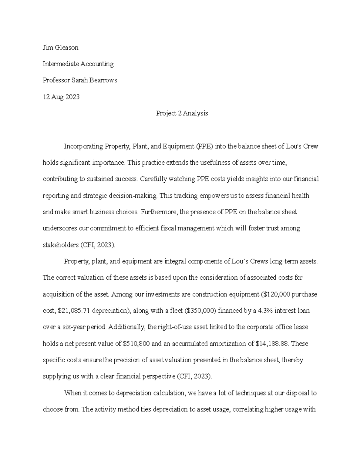 Final Draft Written - Jim Gleason Intermediate Accounting Professor ...