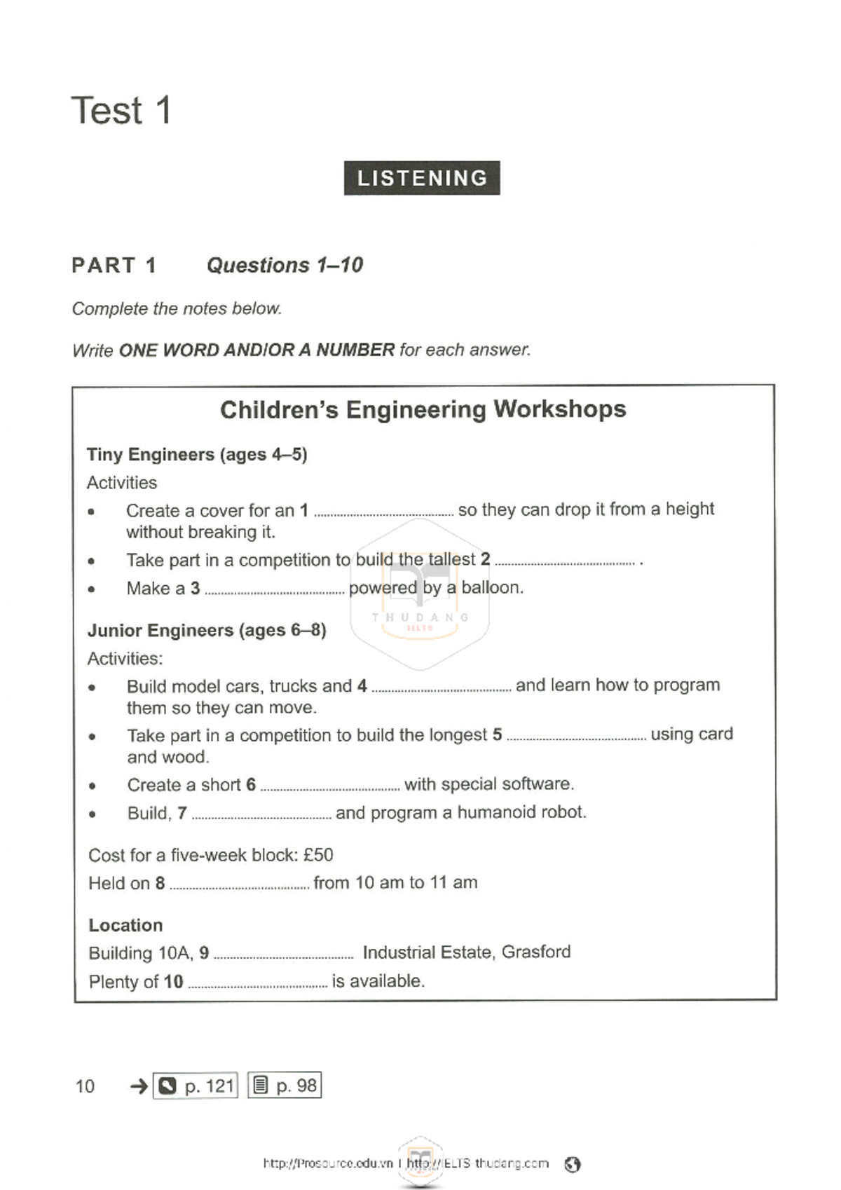 Ielts Listening Test For You. Good luck - Test 1 LISTENING PART 1 ...