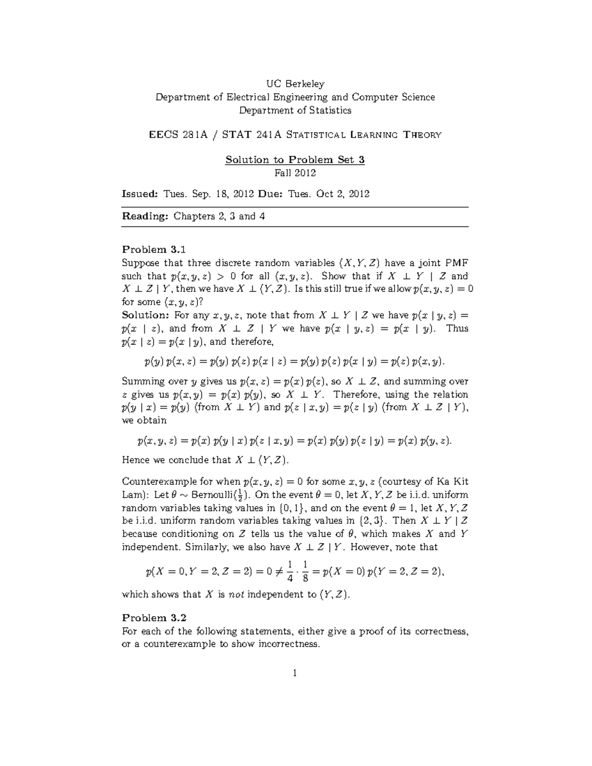 Hw3 soln bestin - UC Berkeley Department of Electrical Engineering and Computer Science ...