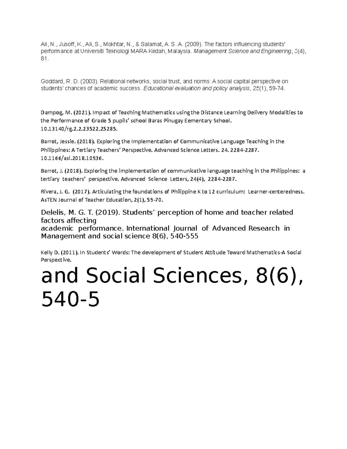 Ali - reference - English - Ali, N., Jusoff, K., Ali, S., Mokhtar, N ...